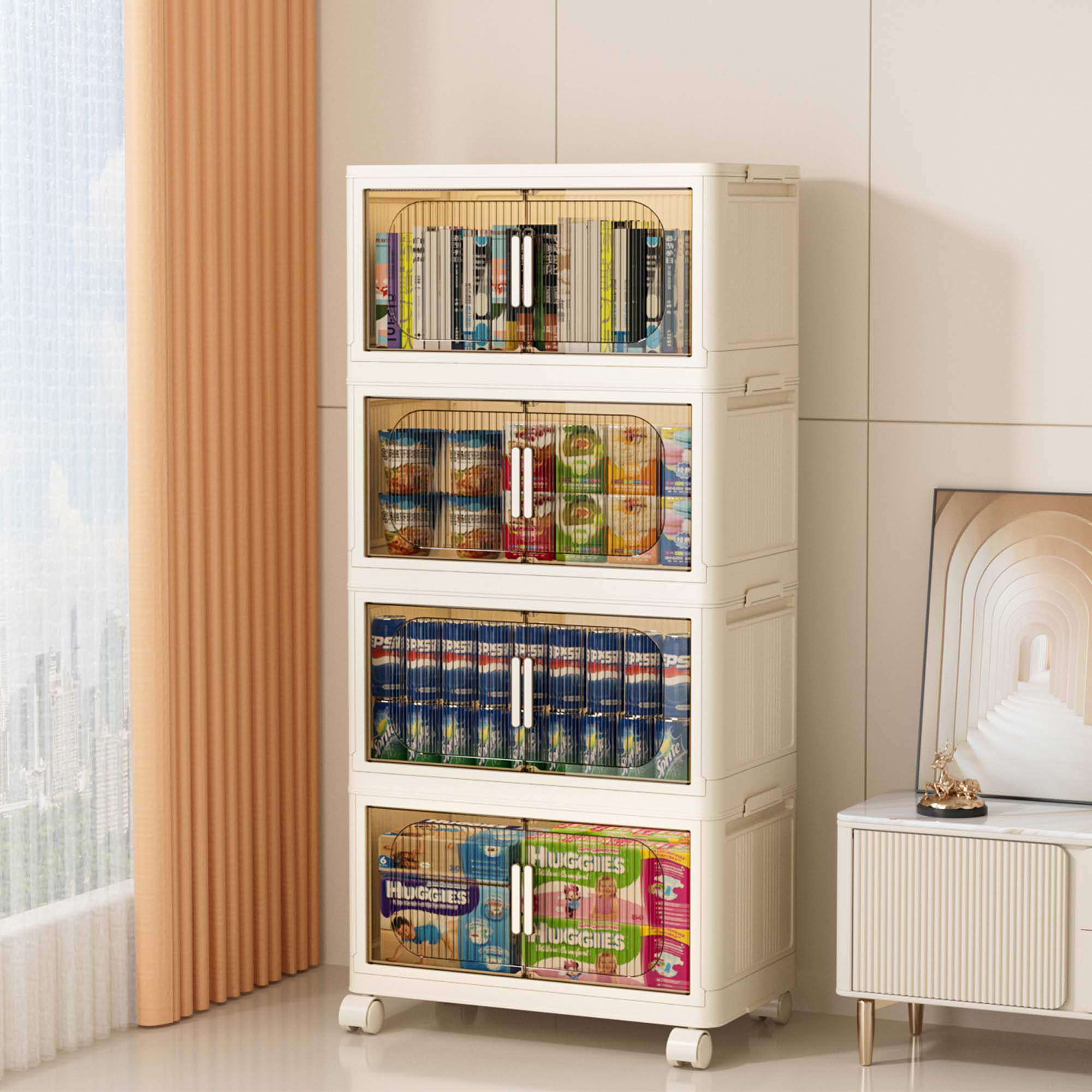 Wrought Studio™ 19.69" Side Wide Folding Storage Cabinet | Wayfair